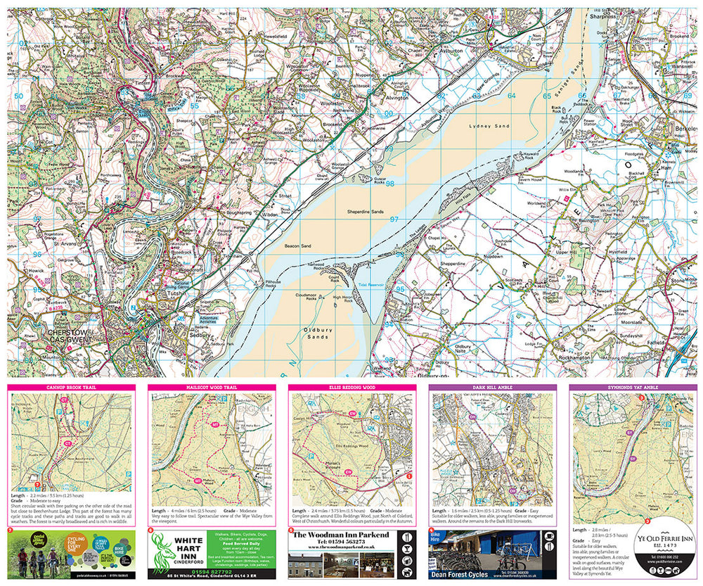 Forest of Dean Map With Walking and Cycling Routes - The Little Map Co
