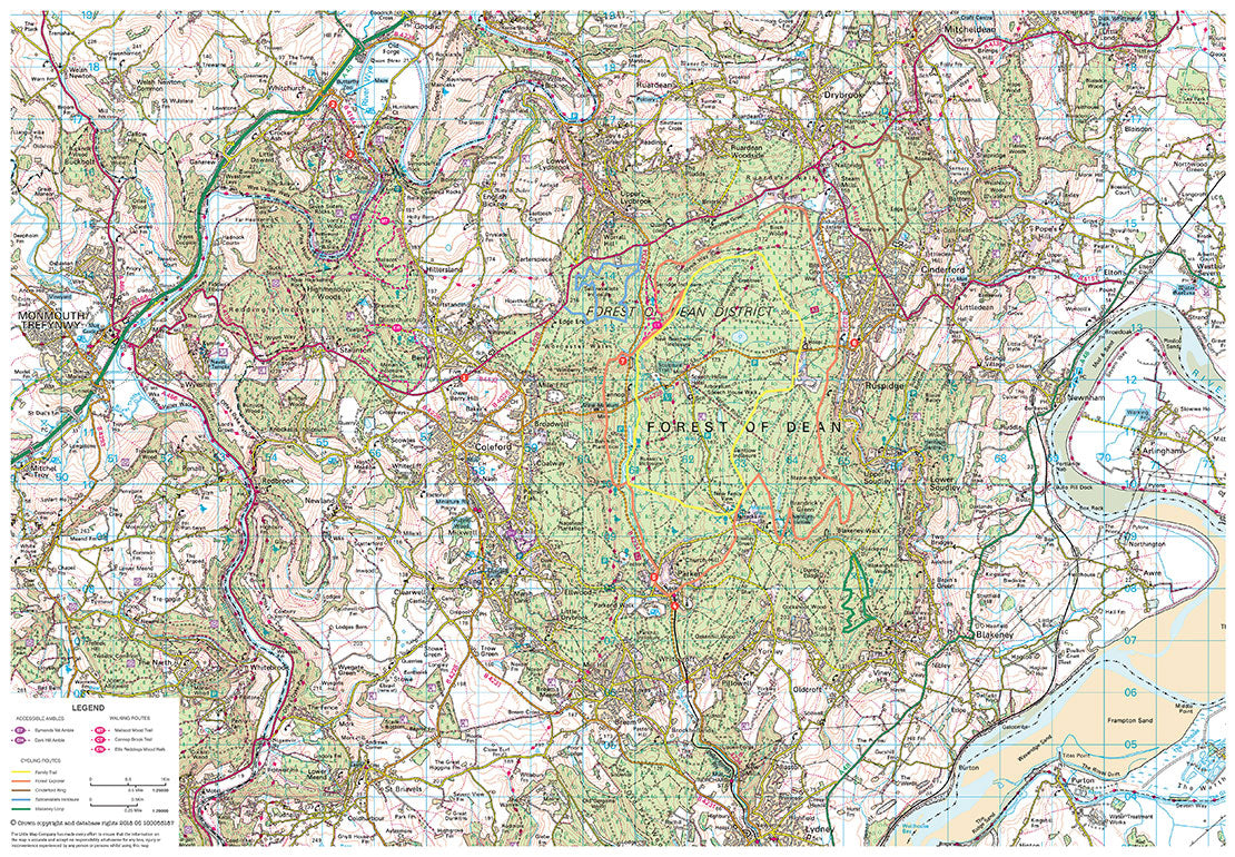 Forest of Dean Map With Walking and Cycling Routes - The Little Map Co