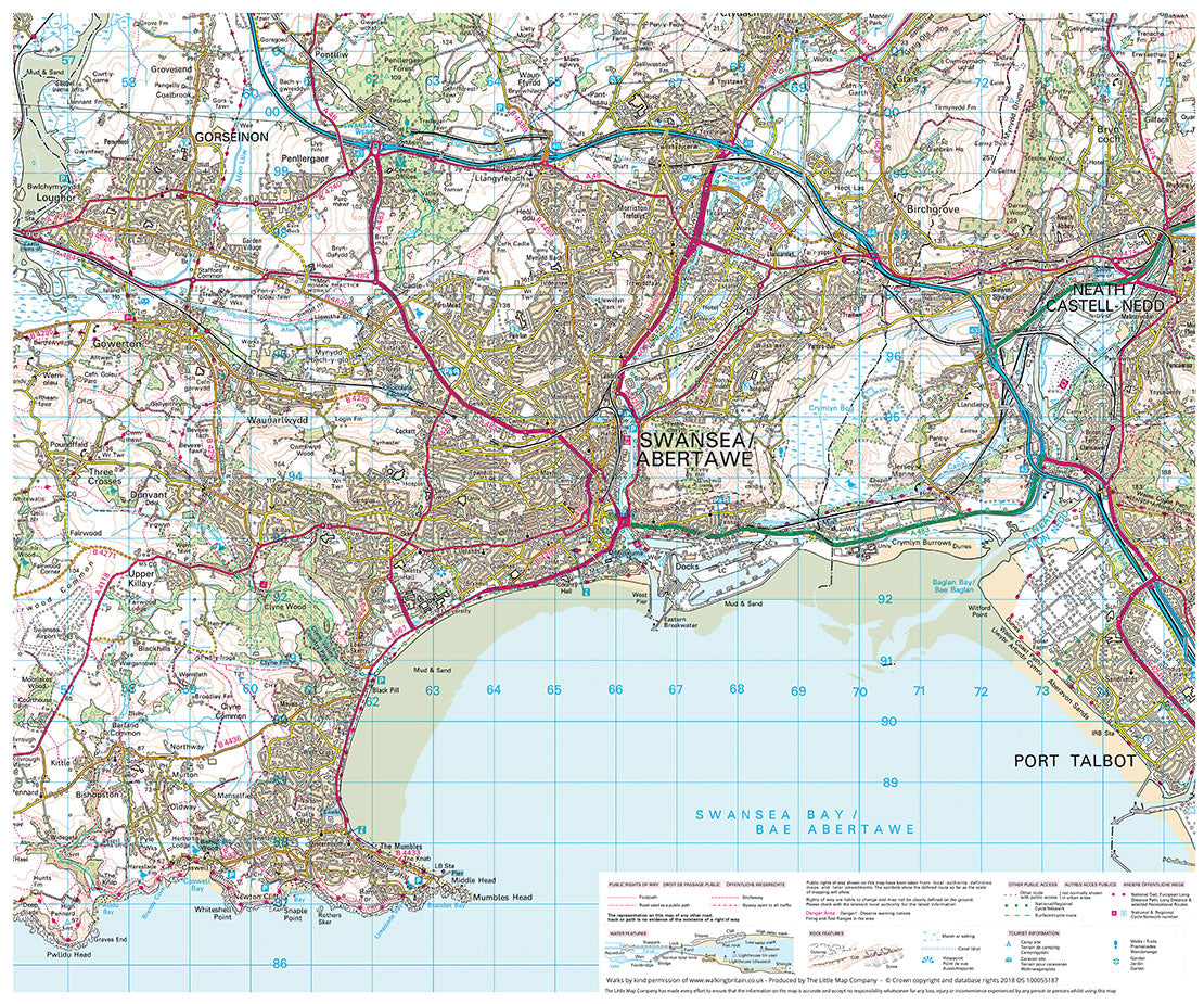 The Gower Map Including Swansea and 4 Circular Walks - The Little Map Co
