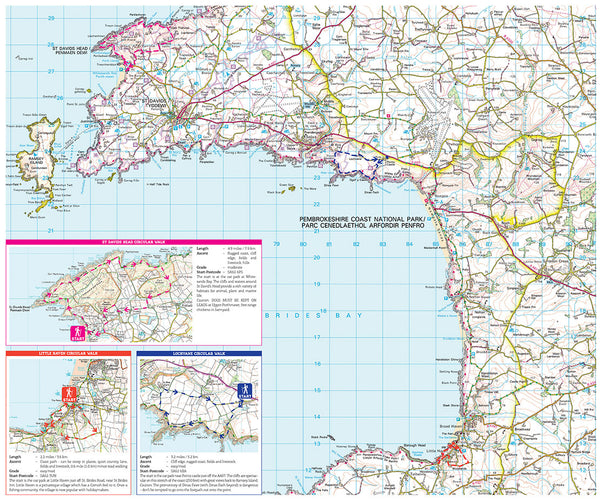 Pembrokeshire West Map Including 4 Circular Walks - The Little Map Co
