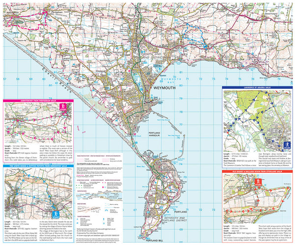 Purbeck Map including 4 Circular Walks | The Little Map Company