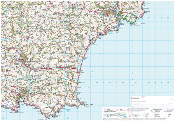 Torbay to Salcombe Map Including 4 Circular Walks - The Little Map Company